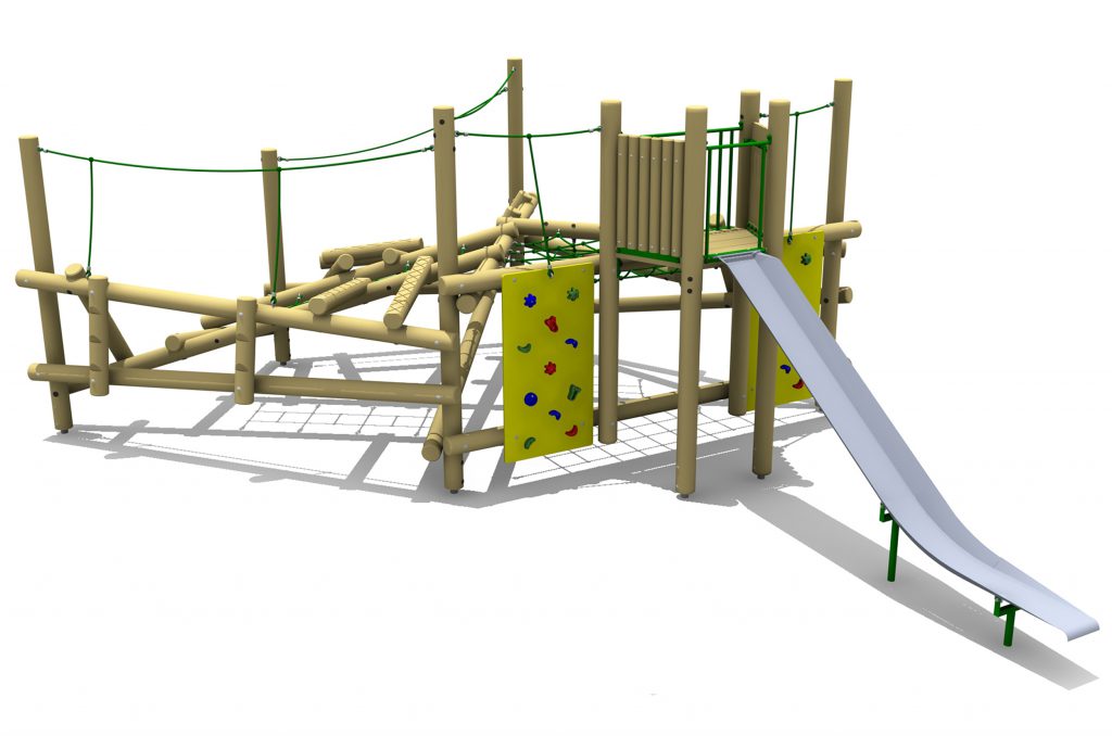 Clamber Stack 5 With Slide - Timber Climbing Frames