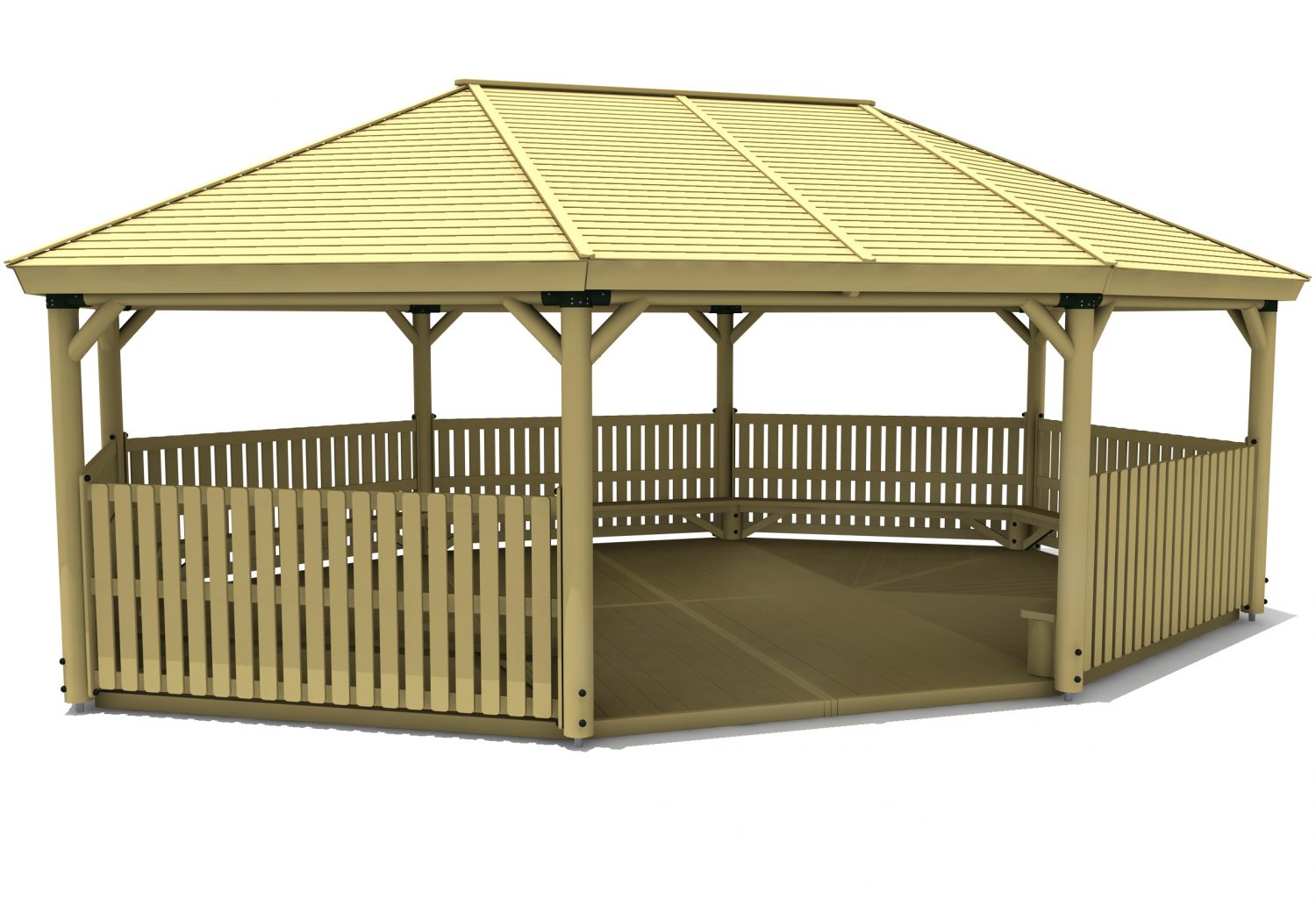 Extended Large Hexagonal Shelter | Playground Shelters