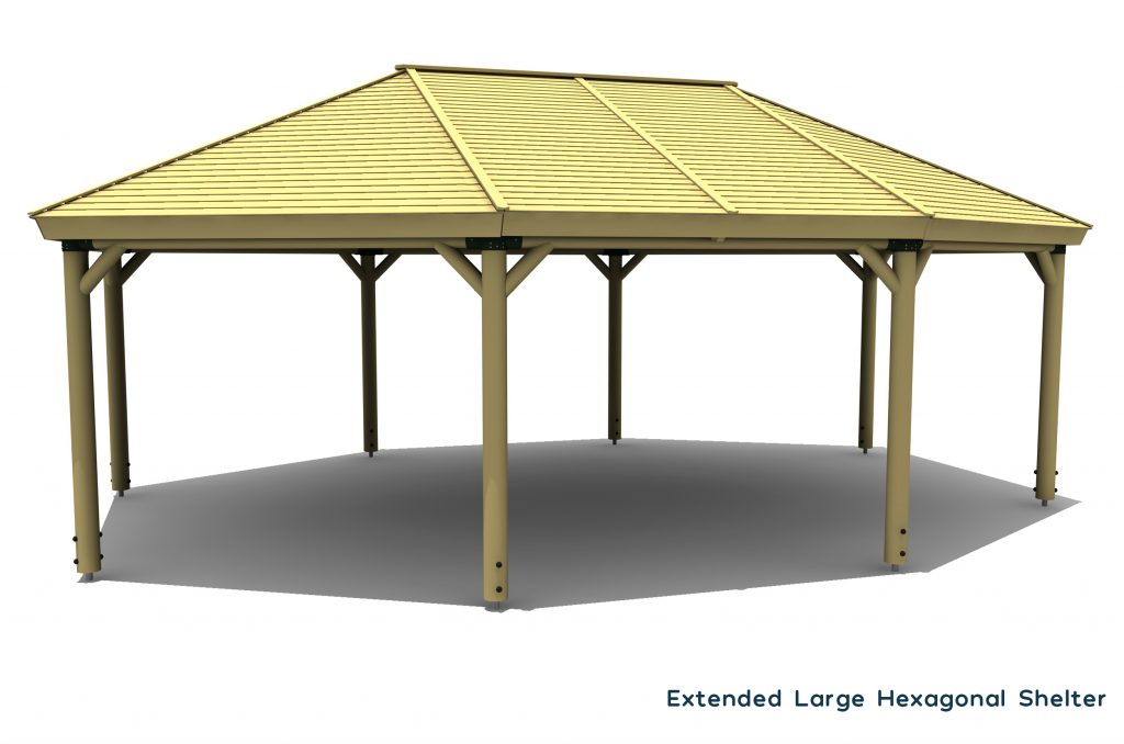 Extended Large Hexagonal Shelter | Playground Shelters