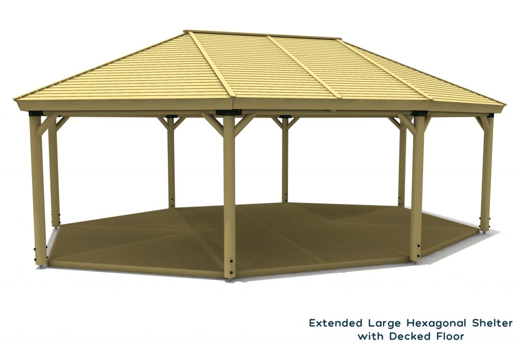 Extended Large Hexagonal Shelter | Playground Shelters