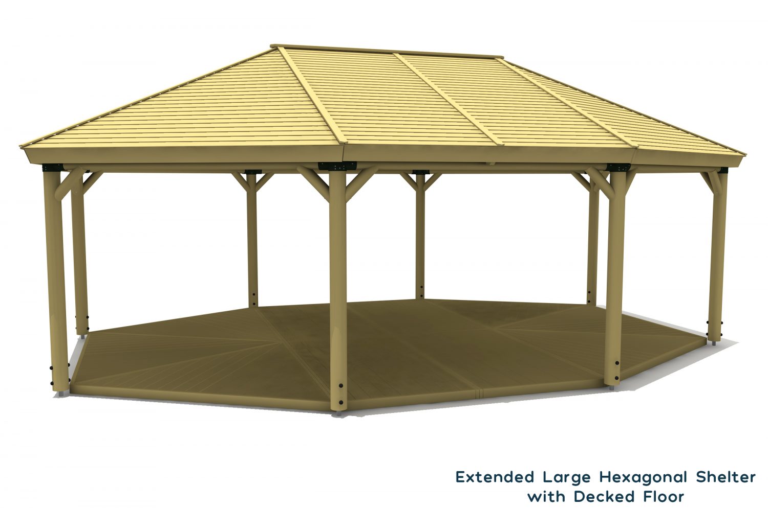 Extended Large Hexagonal Shelter | Playground Shelters