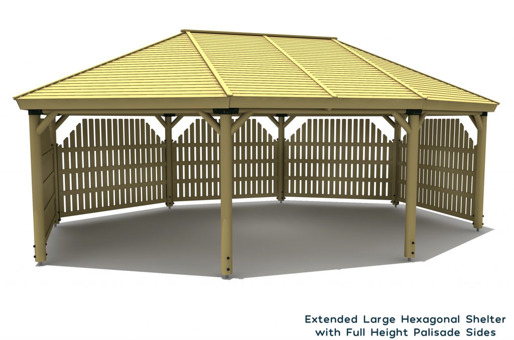 Extended Large Hexagonal Shelter | Playground Shelters