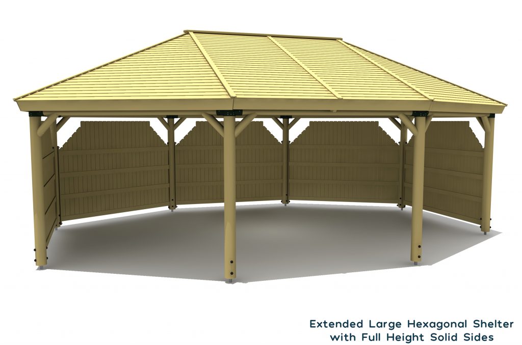 Extended Large Hexagonal Shelter | Playground Shelters