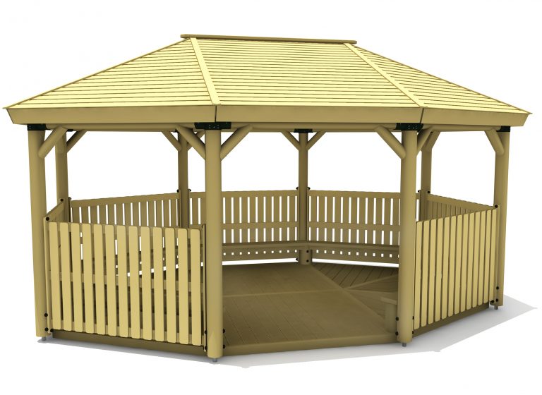 Extended Hexagonal Timber Shelter - Ray Parry Playgrounds