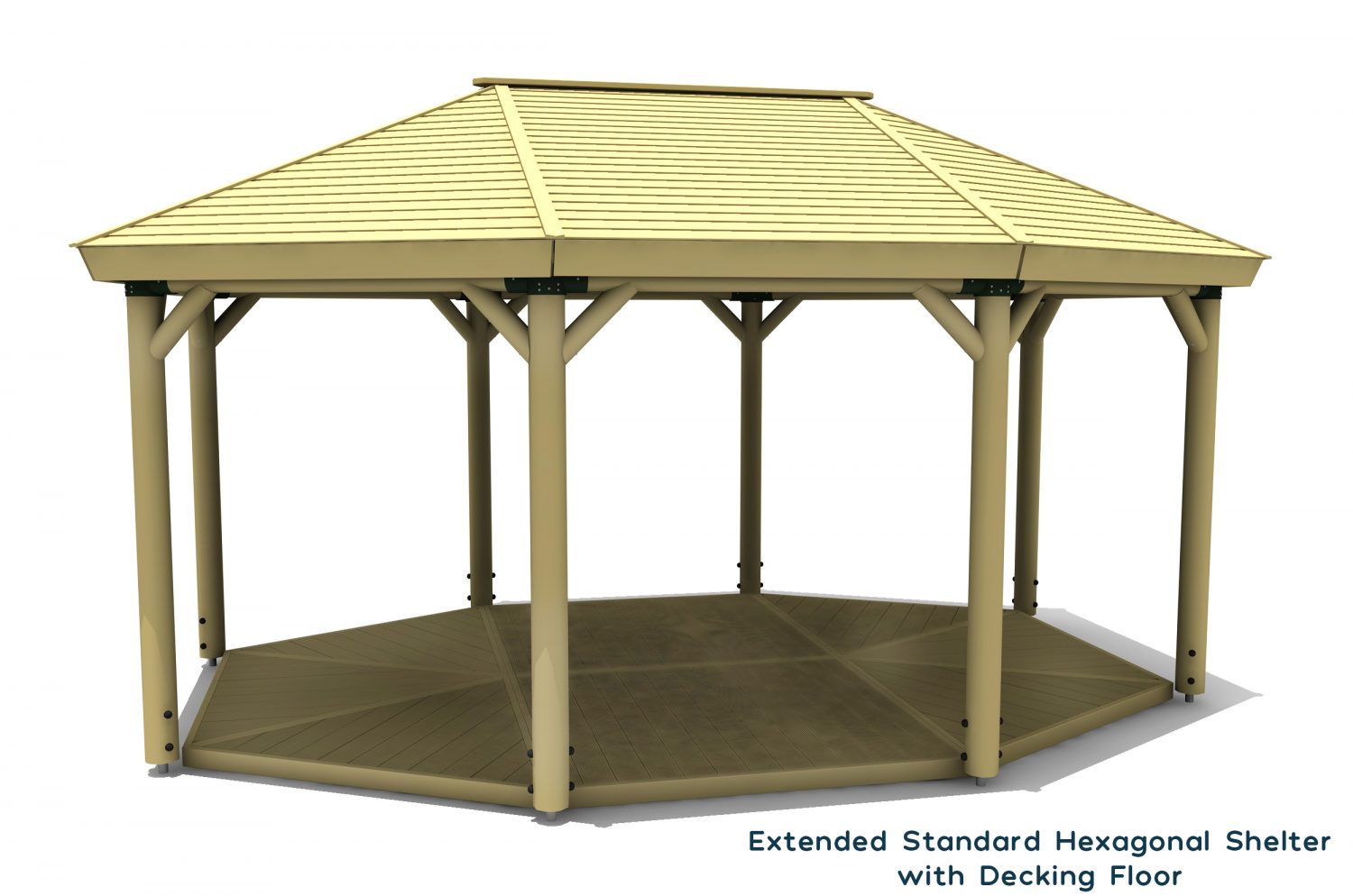 Extended Hexagonal Timber Shelter - Ray Parry Playgrounds