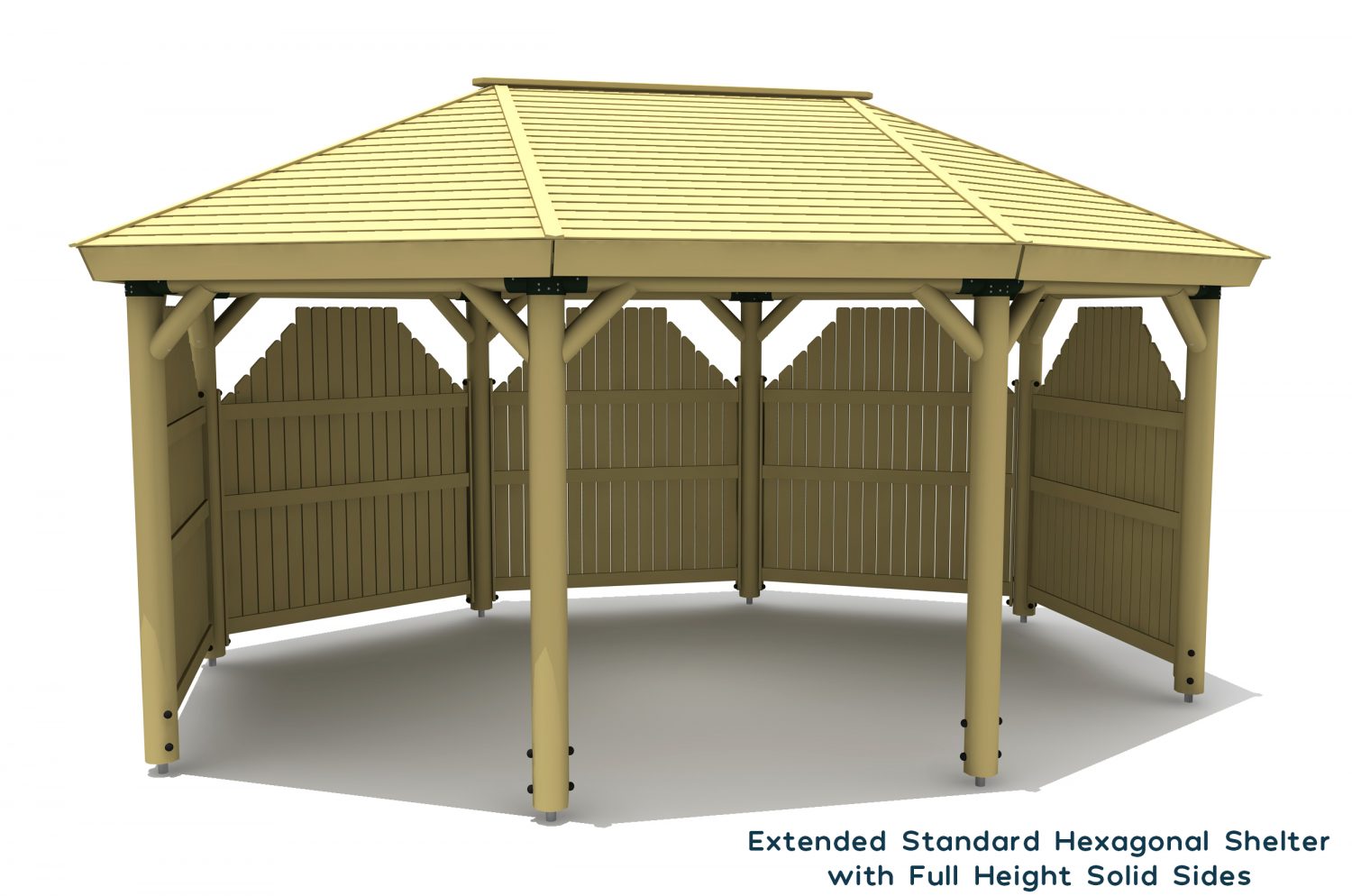 Extended Hexagonal Timber Shelter - Ray Parry Playgrounds