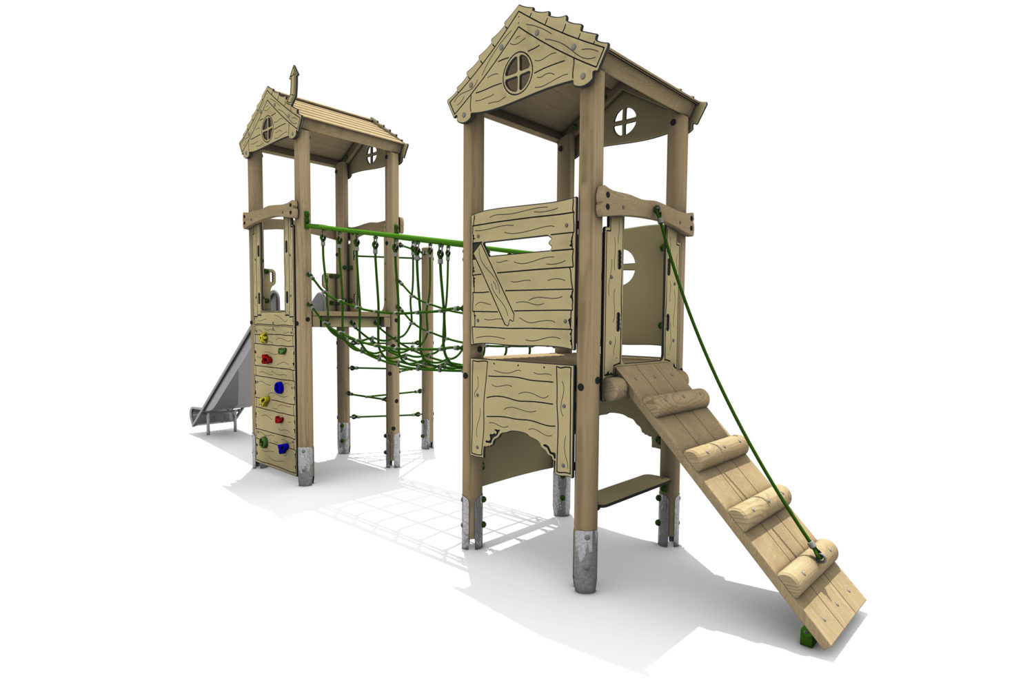 Timber Tower Double Deck 04 | Multiplay - Playground Design